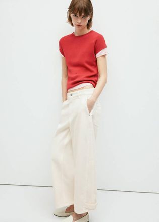 Mango Jean balloon taille r&eacute;guli&egrave;re &eacute;cru - Femme - 32 - MANGO