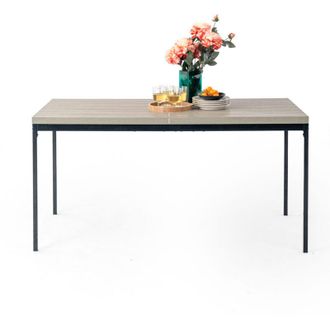 Furniture R FurnitureR Esstisch Rechteckig MDF K&uuml;che mit stabilen Metallbeinen, K&uuml;chentisch f&uuml;r 2-4 Personen K&uuml;che Restaurant Wohnungen & Caf&eacute;, 120x70x75cm, Braun