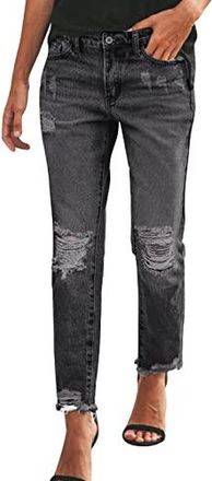 Generic Jean Femme Taille Basse Coupe Droite Blanc Elastique Militaire Yoga Cher Amincissant Cropped Training Bouffant Cheville &Eacute;lectrique Eau Anti Velo Meill