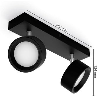 Philips Spot Bracia 2x5.5W, blanc chaud 2700K, Noir - Philips