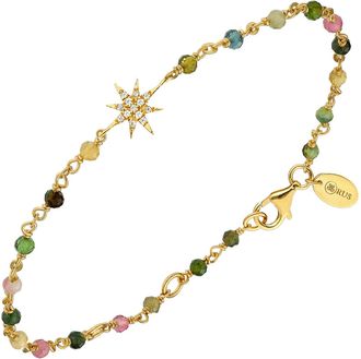 OrusBijoux Bracelet Argent Dor&eacute; &eacute;toile Zirconium Blanc Et Pierres