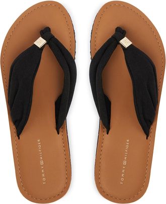 Tommy Hilfiger Zehentrenner Tommy Hilfiger Th Ltr Footbed Summer Sandal FW0FW09194 Schwarz