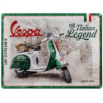 Nostalgic Art Retro Blechschild, 30 x 40 cm, Vespa - Italian Legend - Geschenk-Idee für Roller-Fans, Original Lizenzprodukt (OLP), aus Metall, Vintage Design, Blech