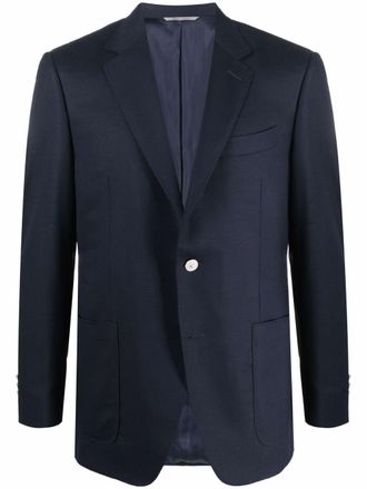 Canali blazer en laine &agrave; simple boutonnage - Bleu