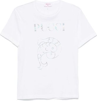 Pucci T-Shirt mit Logo-Print - Weiß