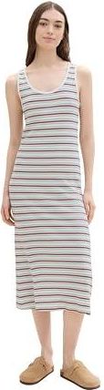 Tom Tailor Denim TOM TAILOR Denim 1042004 Robe, 35338-white Multicolor Stripe, L Femme