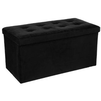 PEGANE Pegane - Coffre/pouf pliable en mdf et polyur&eacute;thane coloris noir - Dim : L76 x l38 x H38 cm