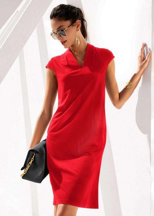 Madeleine Midikleid Etui-Kleid mit V-Ausschnitt und kurzen Ärmeln