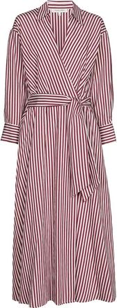 Marie M&eacute;ro Femme, Robes, Rouge, Taille: 46 FR Longue Robe Portefeuille Ray&eacute;e