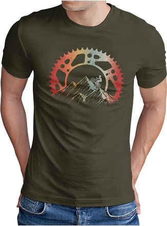 OM3 Mountain Bike T-Shirt - Herren - Fahrrad Offroad Mountainbike MTB - Oliv, 3XL