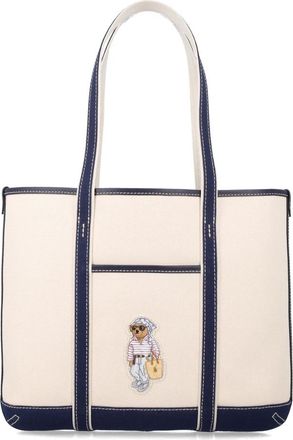 Polo Ralph Lauren Femme, Sacs, Beige, Taille: ONE Size Bear Canvas Tote Bag