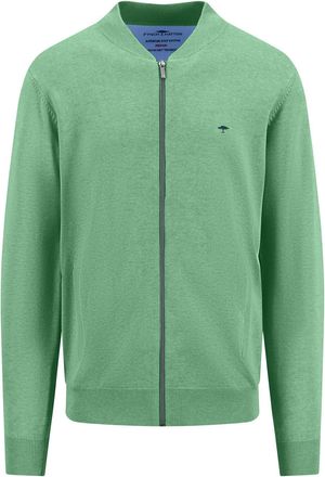 Fynch-Hatton Strickjacke aus Baumwolle mit Collegekragen Turf Green / 3XL