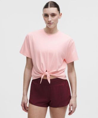 lululemon T-Shirt multisport nou&eacute; &agrave; lavant pour Femmes - Rose - Taille XL