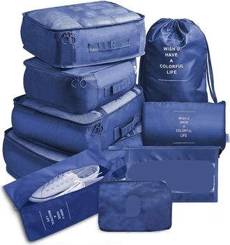 Generic 9 Teile/Satz Reise Veranstalter Lagerung Taschen Koffer Verpackung Set F&auml;llen Tragbare Gep&auml;ck Kleidung Schuh Ordentlich Beutel(Navy 9-Piece Set)