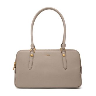 Furla Femme, Sacs, Beige, Taille: ONE Size Linen Giulia Boston M Bag