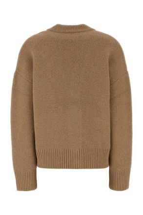 Ami Logo-Intarsia Knit Cardigan - Beige