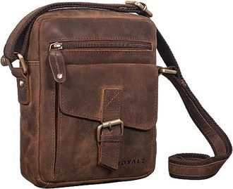 Royalz Knoxville Petit sac en cuir hommes Sac à bandoulière vintage Mini sac homme messager bag, Couleur:Nevada Marron