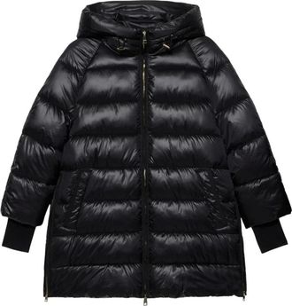 Oltre Femme, Vestes, Noir, Taille: 44 FR Doudoune midi &agrave; capuche