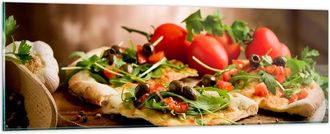 Arttor Panorama Bilder auf Glas Pizza Vegetarier Italien Essen Glasbild 90x30cm Wandbilder Dekoration Wohnzimmer Schlafzimmer Küche Klein Wanddeko Bild im Gl