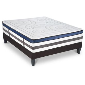 Maison Aubertin Maison Aubertin - Ensemble Matelas Quintessence Mousse Accueil M&eacute;moire Cocooning 30cm et sommier gris 180x200cm