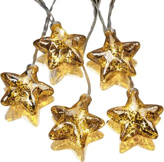 Hellum Hellum Weihnachtsdeko fürs Fenster, LED Lichterkette mit 10 Glassternen, beleuchtete Länge 1,80 m, batteriebetrieben (3× AA, nicht inkl.), für Innen, 