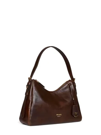Prada Womens Handbag Explore Cocoa Brown Calf Leather Handbags Hand Bags