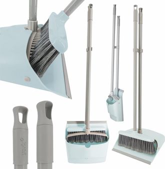 York Besen Und Kehrschaufelset Mit Langem Stiel Kehrbesen Kehrset Kehrgarnitur Schaufel Und Kehrblech Pfefferminz 100 x 32 cm, Minze