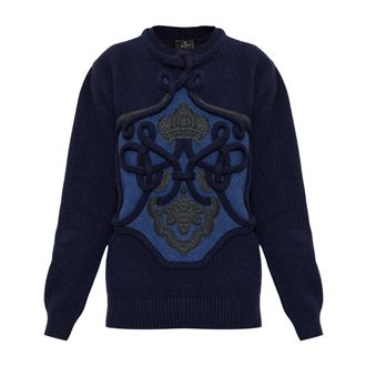 Etro Pull en laine avec broderie - Femme - Pulls - Bleu - Taille: 36 FR