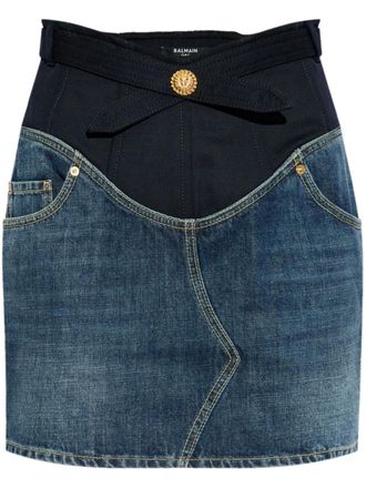 Balmain minijupe en jean - Bleu