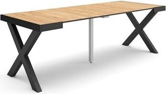 Skraut Home | Ausziehbarertisch | Multifunktionaler ausziehbarer | 220 | F&uuml;r 10 G&auml;ste | Massivholz Beine | Moderner Stil | Eiche Schwarz