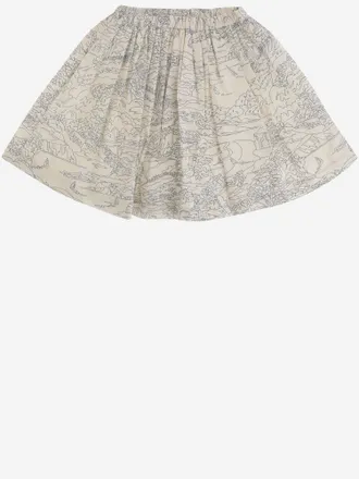 BONPOINT Girls Cotton Skirt With Illustrated Print