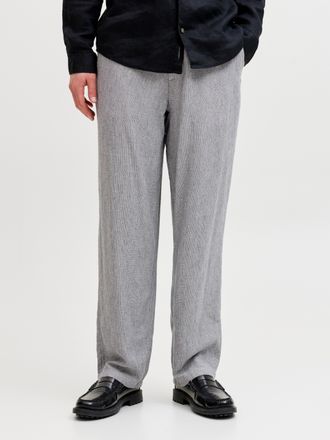 Jack & Jones Chinohose JACK & JONES JPSTKARL MYKONOS LINEN BLEND CHINO, Herren, Gr. XL, N-Gr, blau indigo, Web, Obermaterial: 55% Leinen, 45% Viskose, unifarben, l