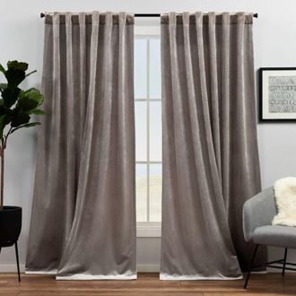 Exclusive Home Schwerer, lichtfilternder Samtvorhang mit versteckten Schlaufen, 1 Paar, 132 x 244 cm, Taupe-Farben