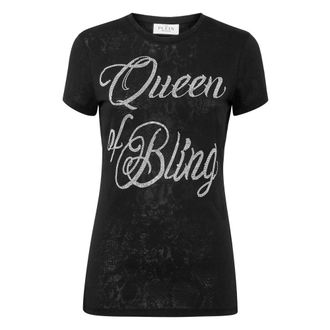 Philipp Plein T-Shirt Rundhals SS Pure Fit mit Kristallen - - Tops - Damen - Schwarzk - S