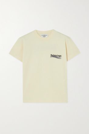 Balenciaga T-shirt En Jersey De Coton &Agrave; Broderies - Cr&egrave;me