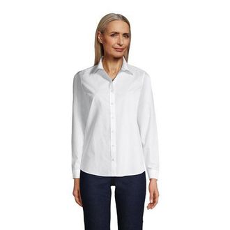 Lands End Bügelfreie Baumwoll-Bluse, Damen, Größe:40 regular, Weiß, Baumwolle, by Lands End