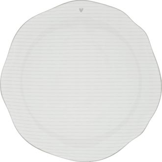 Bastion Collections Essteller Stripes little Heart Keramik weiss graue Streifen D27cm Keramikgeschirr Speiseteller BC Küche Gedeckter Tisch