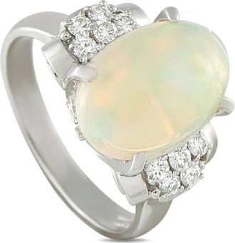 Luxury Bazaar bague en platine sertie dopale - Argent