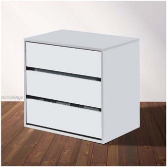 PEGANE Pegane - Commode 3 tiroirs blanche - Dimensions 56x60x44 cm - Design contemporain pour chambre ou salon