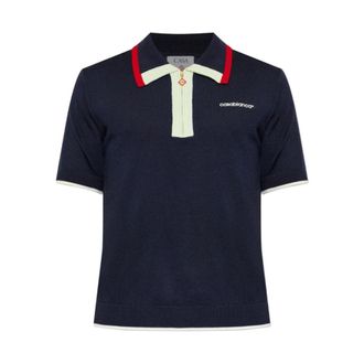 Casablanca Merino Kurzarm Poloshirt - - Tops - Herren - Blau - M