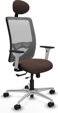 Piqueras y Crespo B&uuml;rostuhl Zulema mit wei&szlig;en und schwarzen Armlehnen, h&ouml;henverstellbare Lendenwirbelst&uuml;tze und festes Kopfteil, ausgestattet mit Syncro/Traslack. Grau/