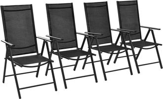 vidaXL Vidaxl - Chaises pliables de jardin 4 pcs Aluminium et textil&egrave;ne Noir