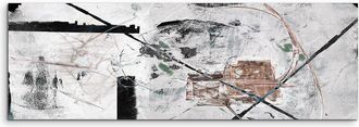 Paul Sinus Art 150x50cm Panoramabild abstrakt Leinwanddruck Kunstdruck Wandbild weiß grau schwarz braun Striche