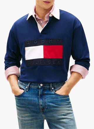 Tommy Hilfiger Polo manches longues &agrave; logo en coton