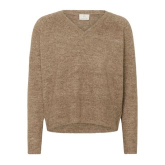 Kaffe Femme, Pulls, Brun, Taille: 42 FR Pull col en V Toasted Coconut Melange