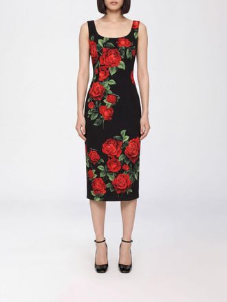 Dolce & Gabbana Schulterfreies Midi-Etuikleid aus Seide von mit Blumenmuster