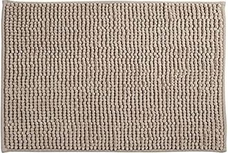 MSV Tapis de Bain Microfibre Chenille - Poils Longs Anti-d&eacute;rapant - Lavable en Machine - Boucle dAccrochage Pratique - Confort et Hygi&egrave;ne Optimis&eacute;s - Taup