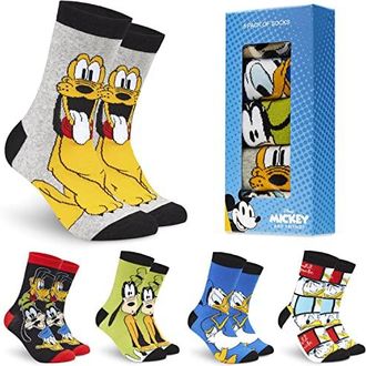 Disney Chaussettes Homme Mi-Mollet, Coffret 5 Paires Chaussettes Fantaisie Homme, Idée Cadeau Geek Adulte Ado (Multi Goofy, 39/44 EU)