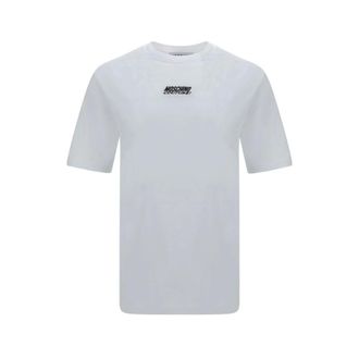 Moschino Homme, Tops, Blanc, Taille: L T-shirt en Coton avec Logo Imprim&eacute;