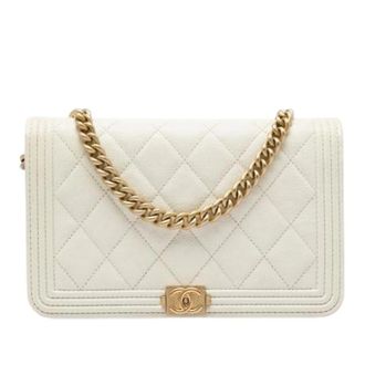 Chanel Portefeuille sur cha&icirc;ne Pre-owned - Femme - Pre-owned - Beige - Taille: ONE Size